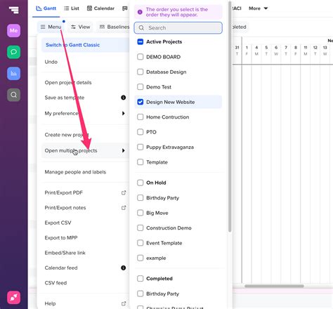 Open And View Multiple Projects At Once TeamGantt Support