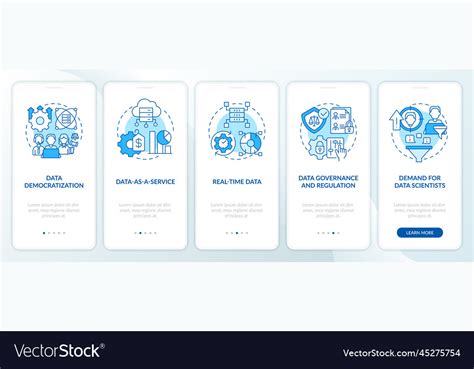 Data Science Trends Blue Onboarding Mobile App Vector Image