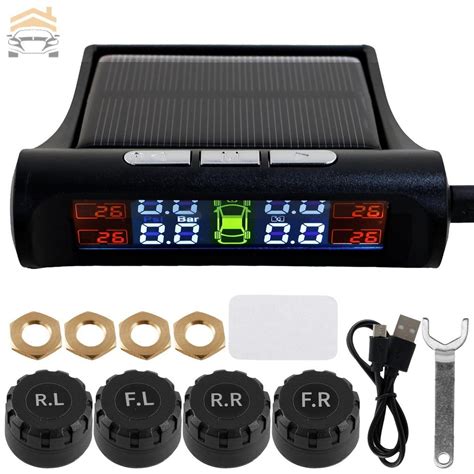 Tire Pressure Monitoring System Solar Powered And Usb Charge Wireless