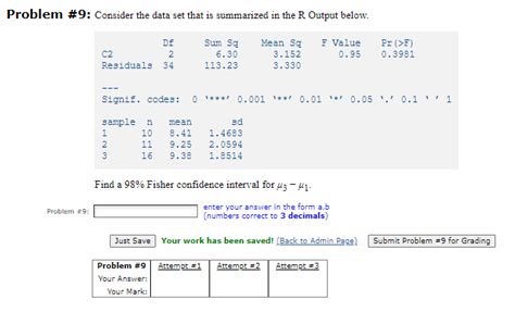 Solved Problem 9 Consider The Data Set That Is Summarized