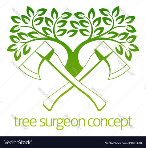 Tree Surgeon Axes And Tree Design Royalty Free Vector Image
