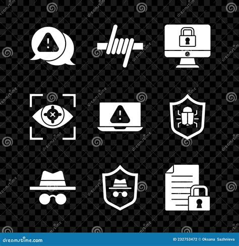 Set Exclamation Mark In Triangle Barbed Wire Lock Monitor Incognito Mode Document And Lock
