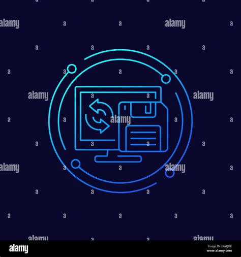 Backup Icon With A Floppy Disk Linear Design Stock Vector Image And Art