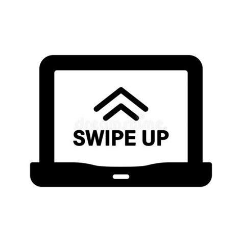 Swipe Up In Portable Laptop Silhouette Icon Gesture On Computer Touch Screen Glyph Pictogram