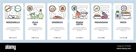 Mobile App Onboarding Screens Italian Cuisine Food Olive Oil