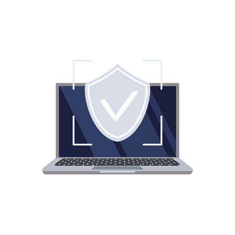 Laptop Screen And Online Cyber Security Shield Vector Illustration Concept Of Security