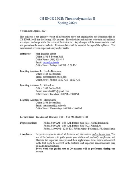 Ch Engr 102b Syllabus Spring 2024 V2 Pdf Sexual Harassment Title Ix