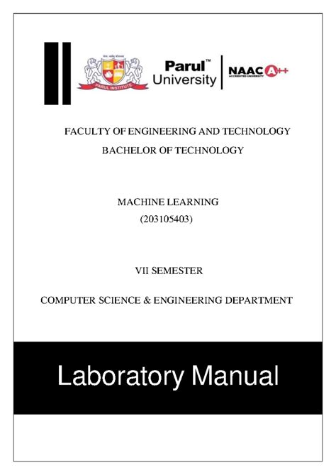 ML LAB Manual 210303105043 FACULTY OF ENGINEERING AND TECHNOLOGY BACHELOR OF TECHNOLOGY