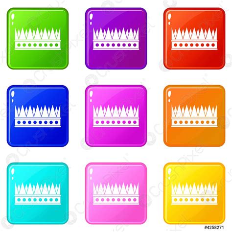 Regal Crown Icons 9 Set Stock Vector 4258271 Crushpixel
