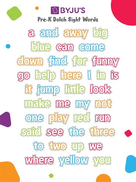 Mar21 Se Dolch Sight Words K3 Printable Pdf