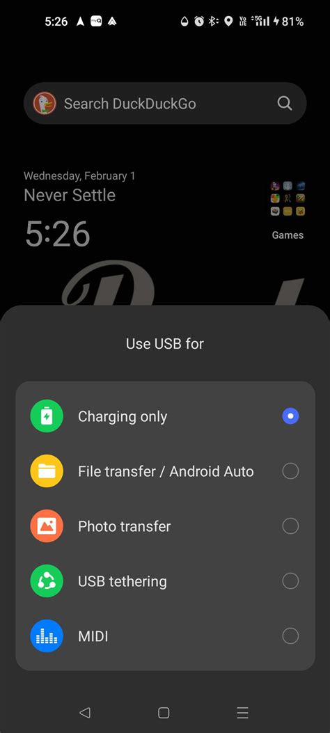 One 8 Not Pro Android 13 Update How Can I Hide Usb Options When Using Android Auto R