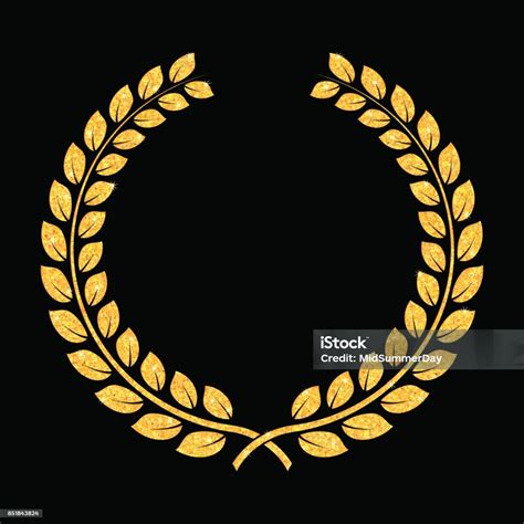 골든 반짝이 월계관 벡터 수상 수 상자입니다 챔피언 그림을 기리는 1 위에 서명 도전의 트로피 승리와 성취의 상징입니다 훈장을