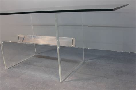 Lucite Base Glass Top Dining Table Or Desk At 1stdibs Lucite Base