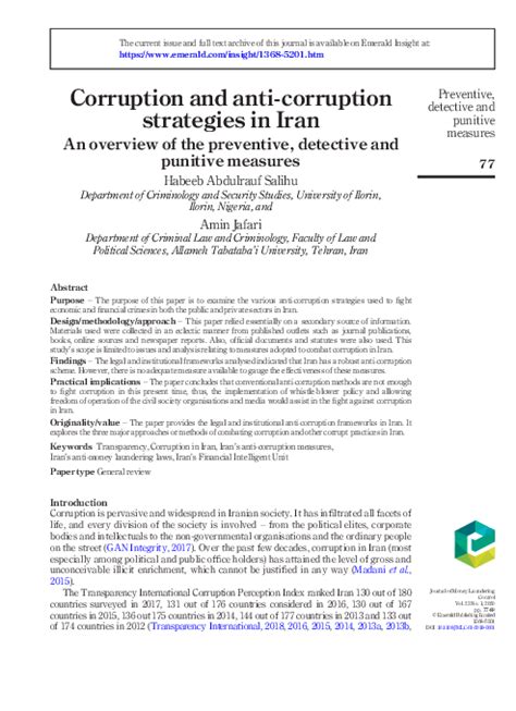 Pdf Corruption And Anti Corruption Strategies In Iran