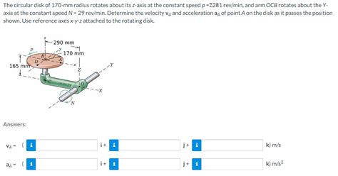 Solved The Circular Disk Of 170−mm Radius Rotates About Its