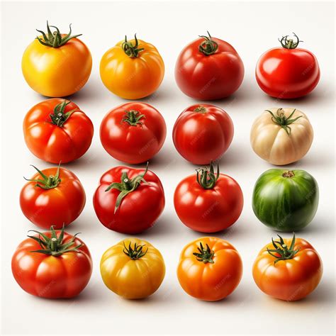 Premium Photo Different Varieties Of Tomatoes Isolated On White