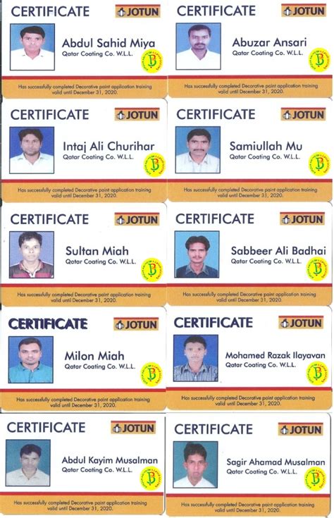 QA QC Certificate Qatar Coating Co Suroor Baliyoor