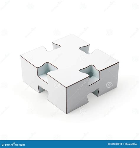 White Puzzle Piece Cube With Interlocking Sections Isolated On White