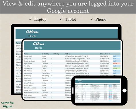 Digital Address Book Online Contact List Virtual Rolodex Etsy
