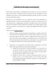Equity Research Project Guidelines Pdf Guidelines For The Equity Research Project By The End