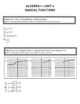 Radical Functions Unit Algebra Curriculum And Babe Workbook