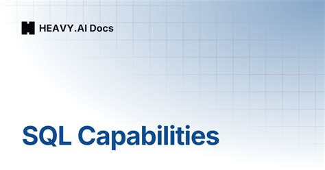 Sql Capabilities Heavyai Docs