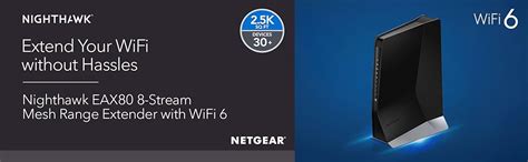 Netgear Eax80 Extender Nighthawk Wi Fi 6 Mesh Range Extender 30 Plus Devices With Ax6000 Dual