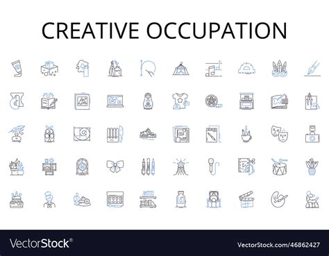 Creative Occupation Line Icons Collection Data Vector Image