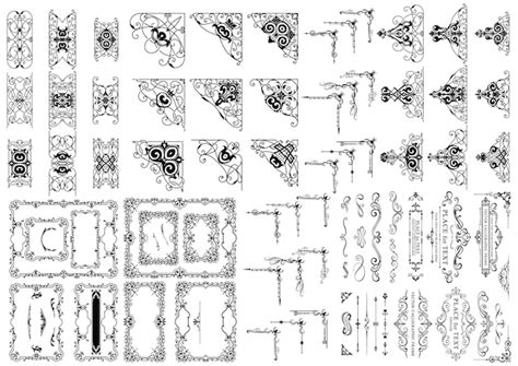 화려한 붓글씨 빈티지 요소 구분선 및 페이지 장식의 벡터 집합입니다 프리미엄 벡터