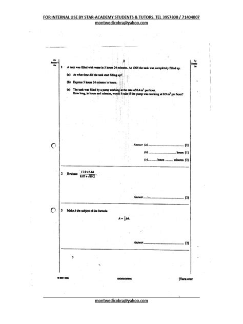 Bgcse Maths Pp2 2006 Pdf
