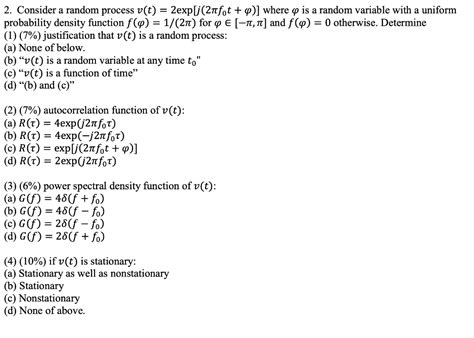 Solved Consider A Random Process V T Chegg