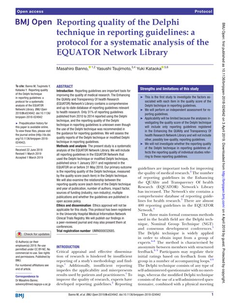Pdf Reporting Quality Of The Delphi Technique In Reporting Guidelines