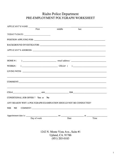 Fillable Online Pre Employment Polygraph Worksheet Fax Email Print