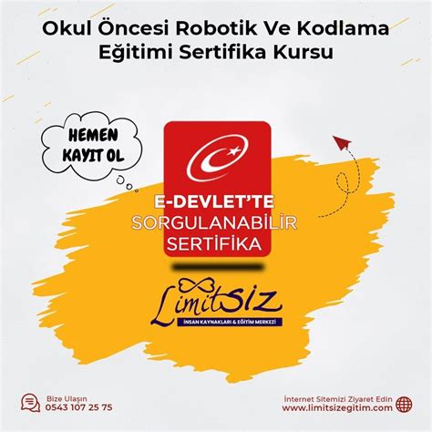 Okul Öncesi Robotik Ve Kodlama Sertifika Kursu Limitsiz Eğitim