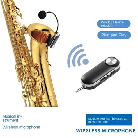 UHF Wireless Clip On Microphone Saxophone Wireless Receiver Transmitter 50M Plug And Play For