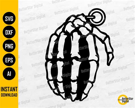 Skeleton Hand Grenade Svg Weapon Svg Military T Shirt Decal Graphics