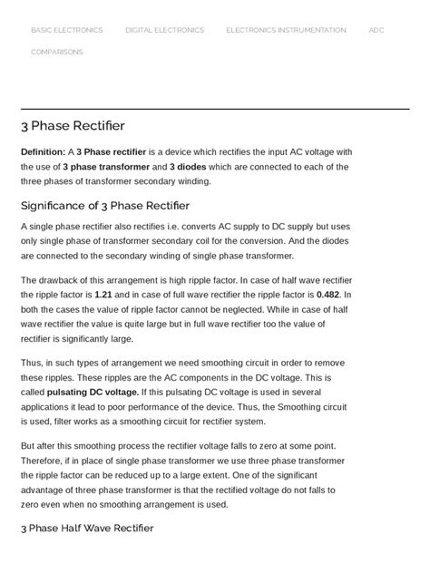 What Is 3 Phase Rectifier 3 Phase Half Wave Full Wave And Bridge Rectifier Electronics Coach