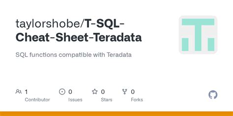 Github Taylorshobet Sql Cheat Sheet Teradata Sql Functions