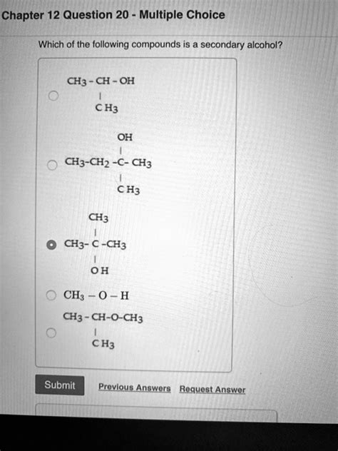 SOLVED: Chapter 12 Question 20 Multiple Choice Which of the following compounds is a secondary ...