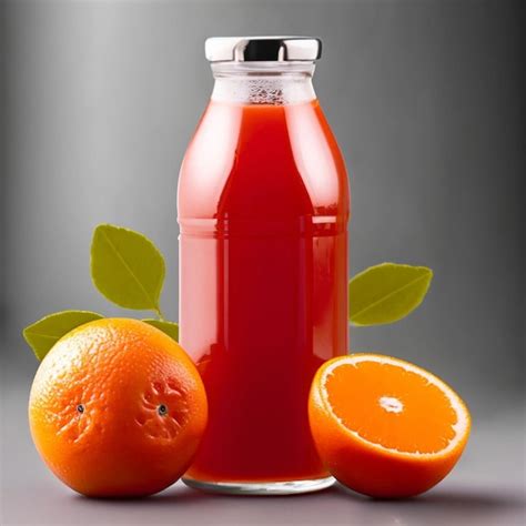 Premium Photo A Bottle Of Fresh Red Orange Juice