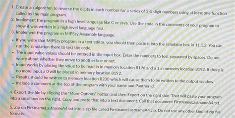Solved 1 Create An Algorithm To Reverse The Digits In Each