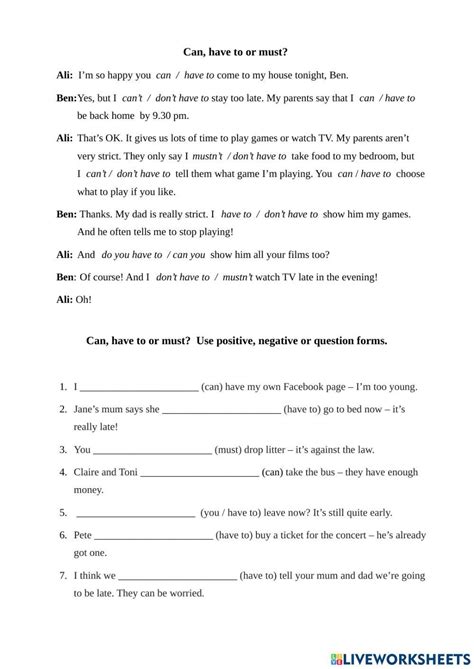 Class 7 Modals 6500010 Katarzyna77 Live Worksheets