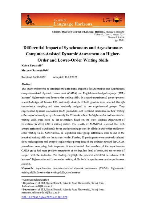 pdf differential impact of synchronous and asynchronous computer