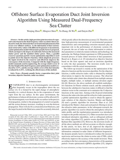 Pdf Offshore Surface Evaporation Duct Joint Inversion Algorithm Using Measured Dual Frequency