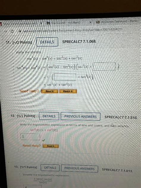 Solved Verify The Identity Tan θ Cot θ Sec θ Csc θ Use A