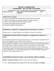 LAB REPORT ELECTROSTATIC Docx PHYSICS LABORATORY LAB REPORT OF THE LAB GRADE