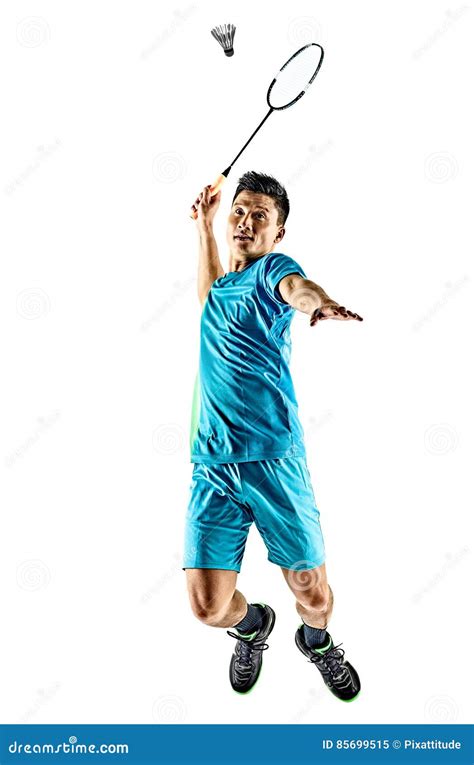 Asian Badminton Player Man Isolated Royalty Free Stock Image 85055386