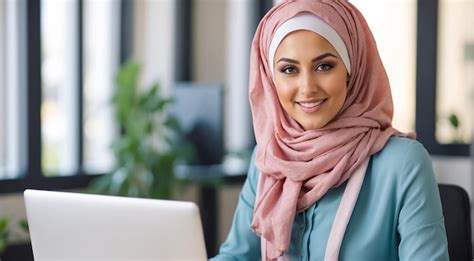 Premium Ai Image Portrait Of A Beautiful Arab Woman Working In The