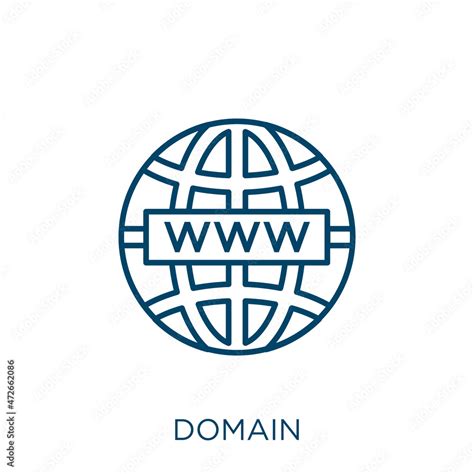 Domain Icon Thin Linear Domain Outline Icon Isolated On White Background Line Vector Domain