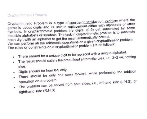 Ai Cbsp Prolog Best Books Cryptarithmetic Problem Cryptarithmetic